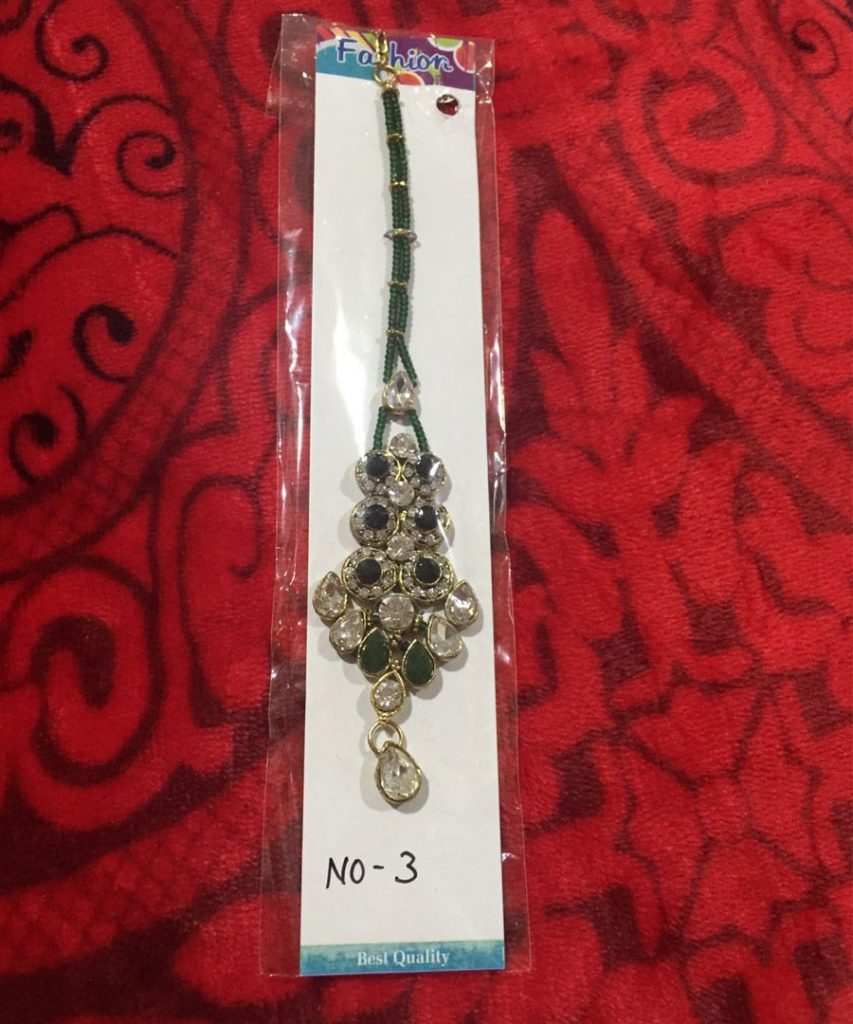 Dark Green & Golden Maang Tikka